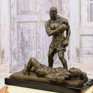 Two Fighting Boxers Bronze Sculpture on Marble Base - Sport Box ...