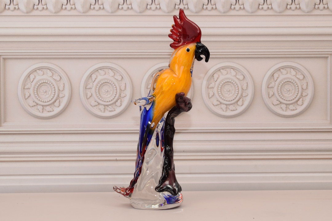 Large Statue Parrot Murano Glass - Colorful Figurine Murano Style ...