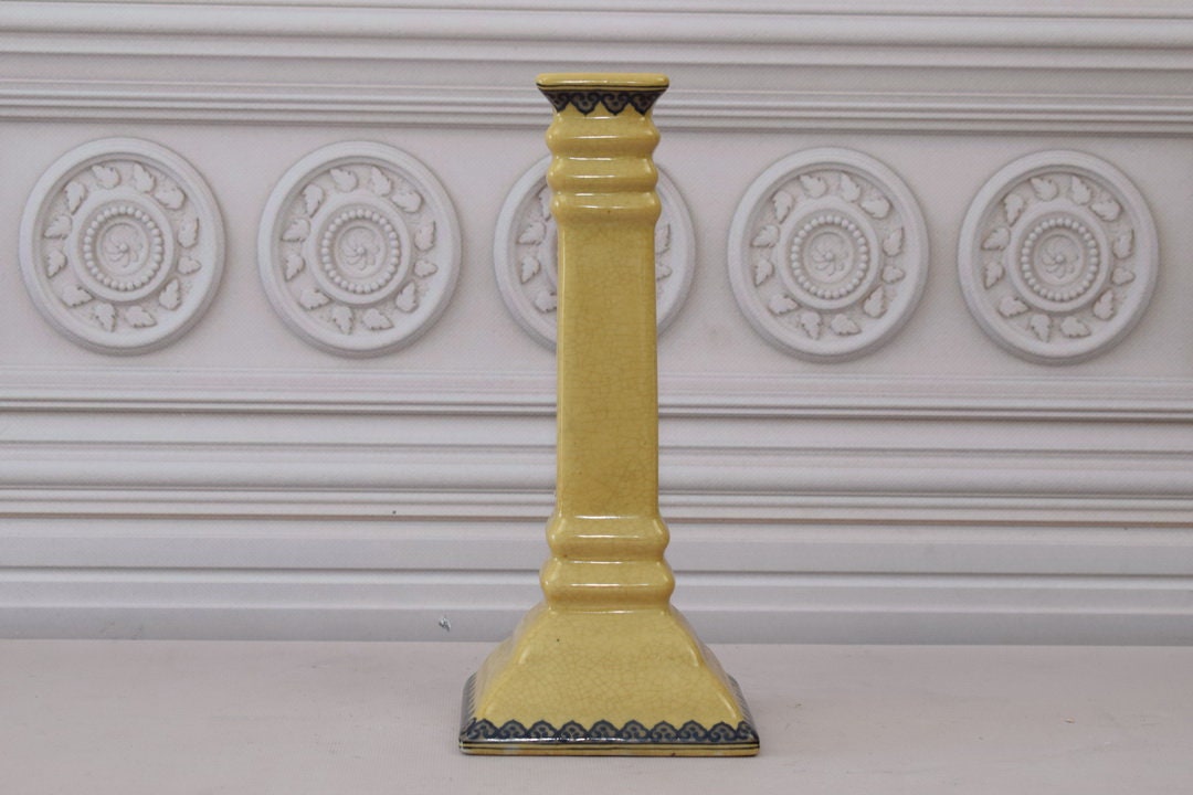 Large Porcelain Candlestick, Yellow Candelabrum, Candlestick Stand ...