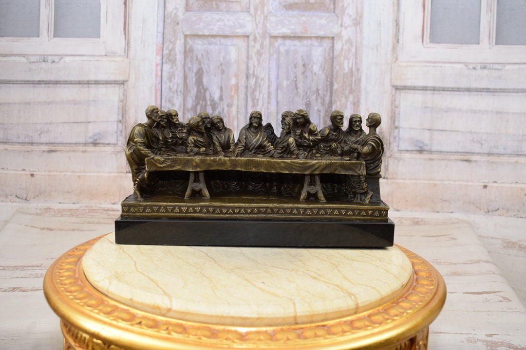 Last Supper Bronze Statue on Marble Base - Jesus and the Disciples ...