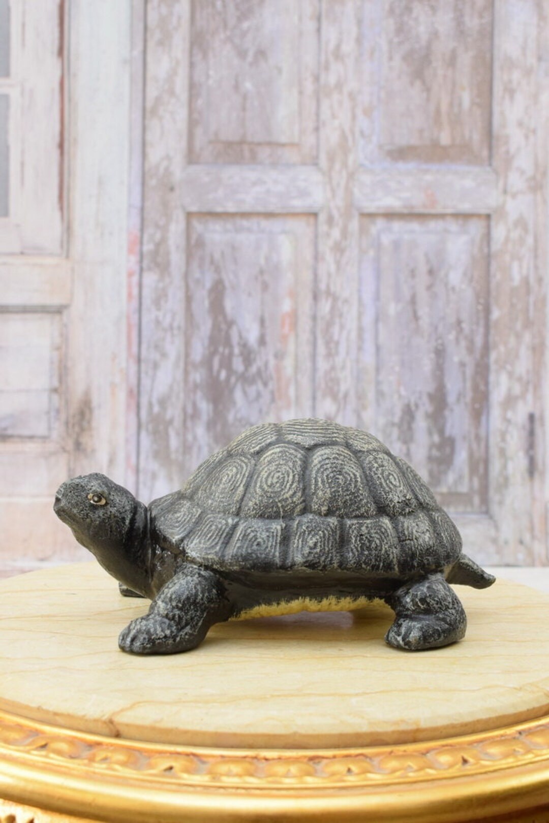 Green Turtle Figurine - Garden and Home Decor - Cast Iron Sculpture ...