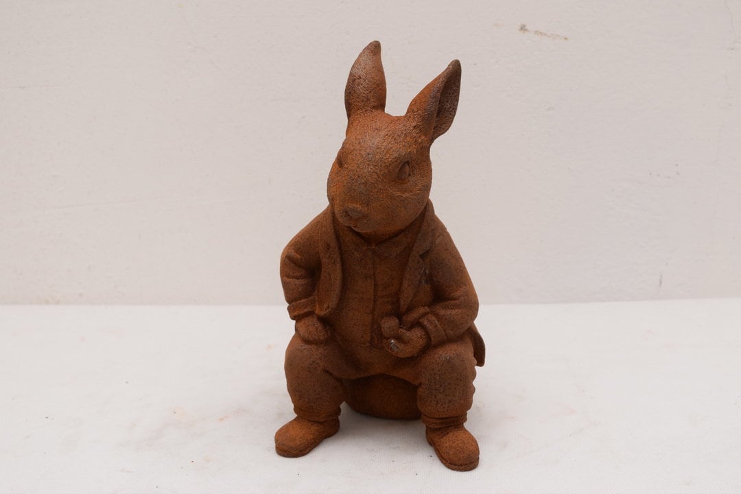 Cast Iron Hare With Pipe - Dressed Hare Peter Rabbit Figurine Figure ...