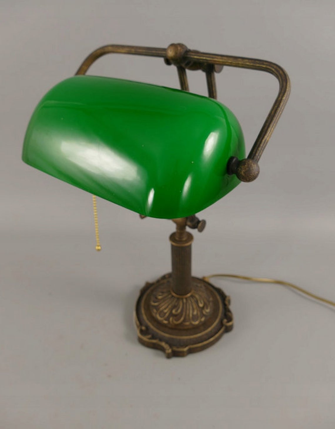 Banker Brass Lamp Lamps Green Glass Office Gift Art Deco Brass - Etsy