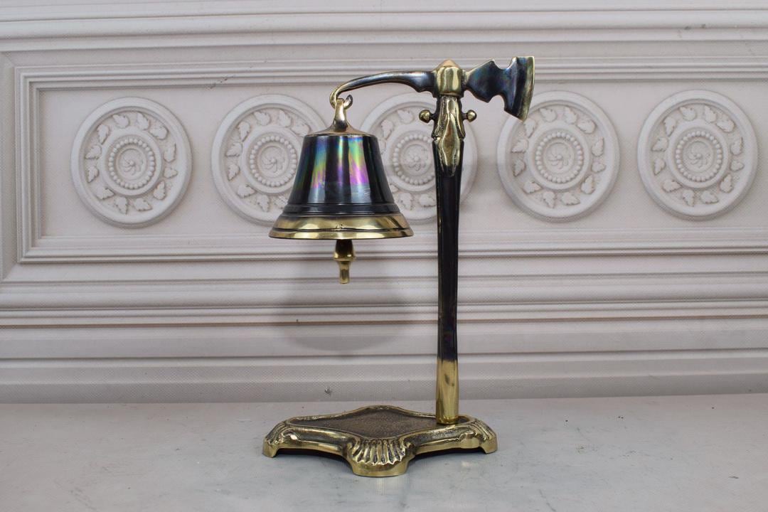 Standing Bell for Firefighter - Vintage Brass Bell - Dark Bell Brass ...