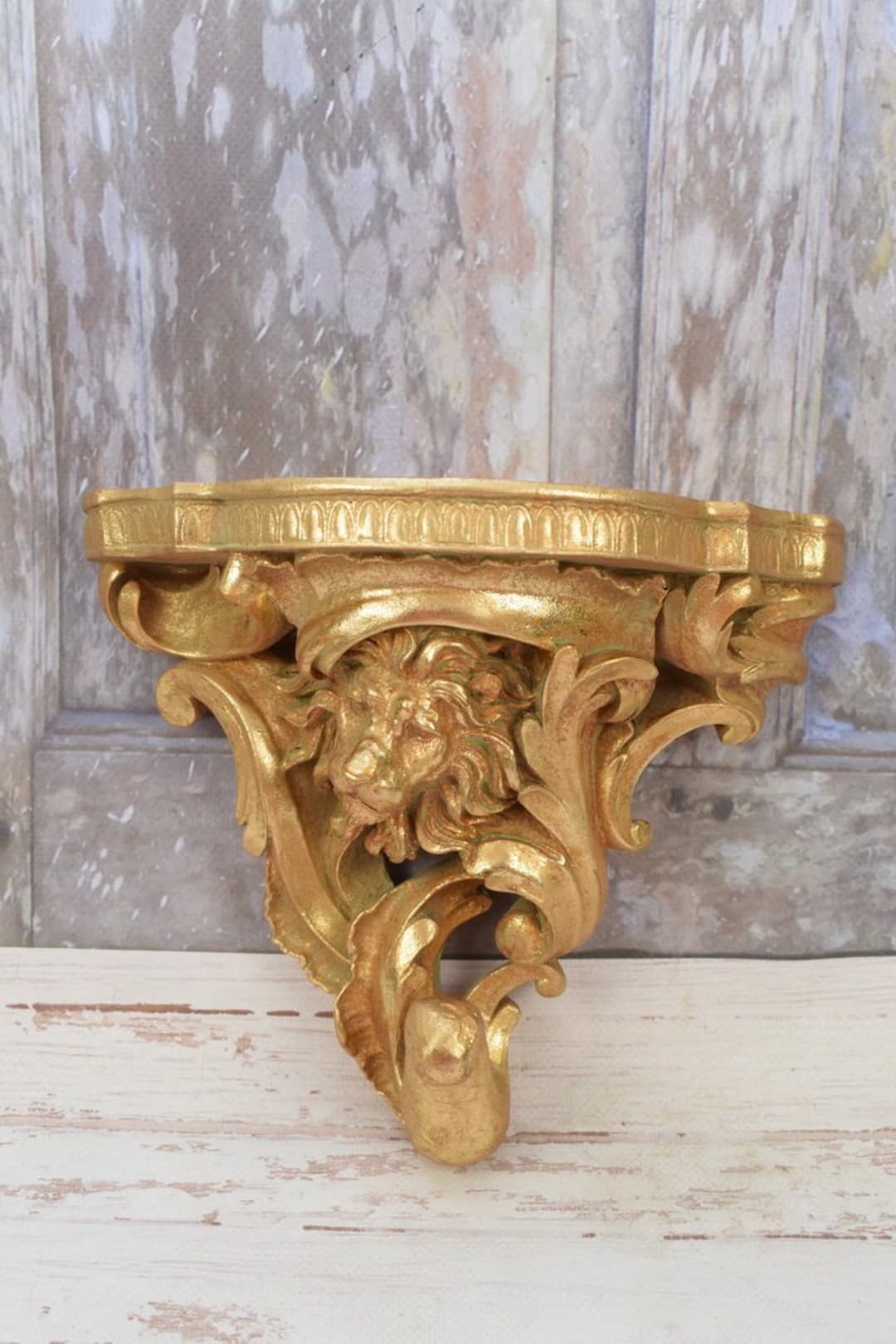 Gold Wall Console Head Lion Shelf Vintage Style Shelf Gold Hanging Wall ...