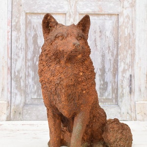 Large Cast Iron Fox Garden Statue - Rustic Realistic Figurine - Etsy