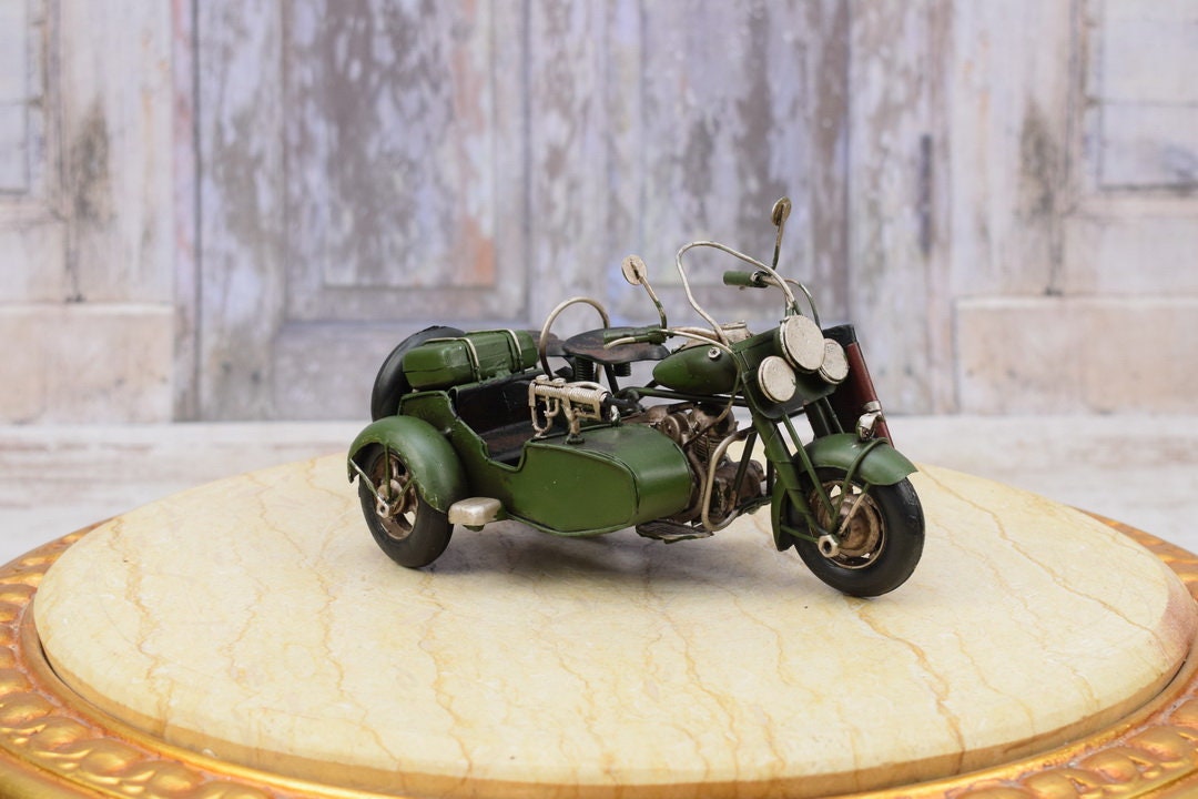 Black Motorbike With Sidecar - Old School Metal Model - Old Motorcycle Model - Vintage Toy ...
