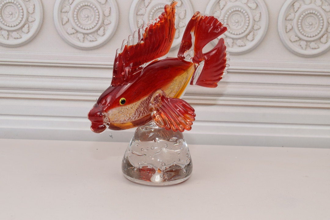 Red Venetian Glass Fish: Murano Style Handcrafted Figurine - Etsy