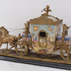 LARGE Luxury Carriage Porcelain With Bronze - Playing Cupid and Horses ...