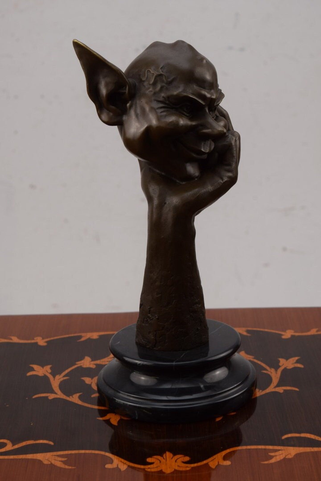 Pensive Elf Goblin Bronze Statue on Marble Base Funny - Etsy Canada