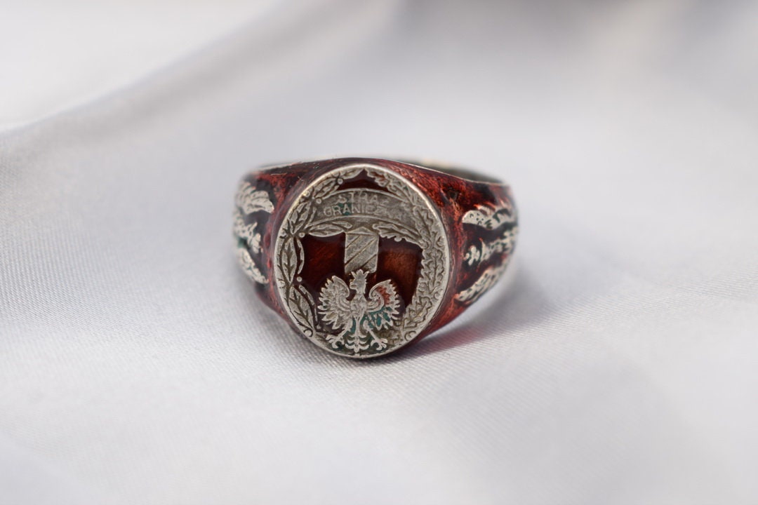 Silver Polish Patriot Ring Ring Polish Eagle Silver Ark Work Enamelled ...
