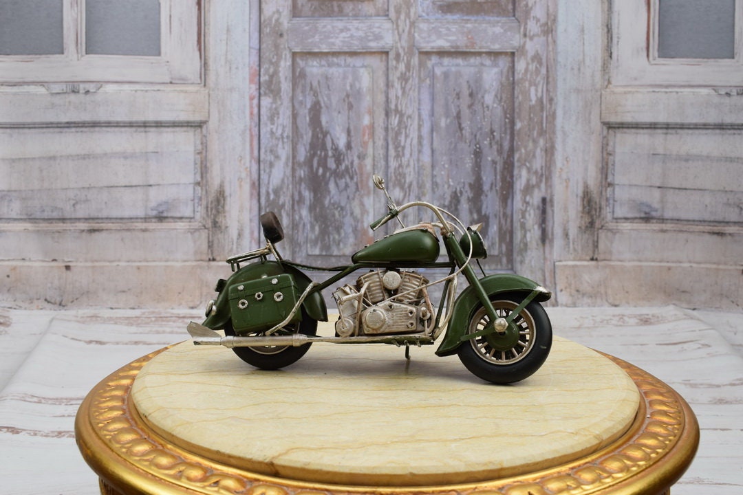 Vintage Green Motorbike - Motorcycle Chopper - Old Classic Metal Model ...