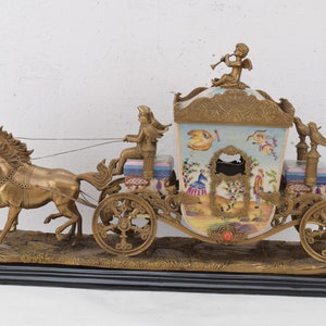 LARGE Luxury Carriage Porcelain With Bronze - Playing Cupid and Horses ...
