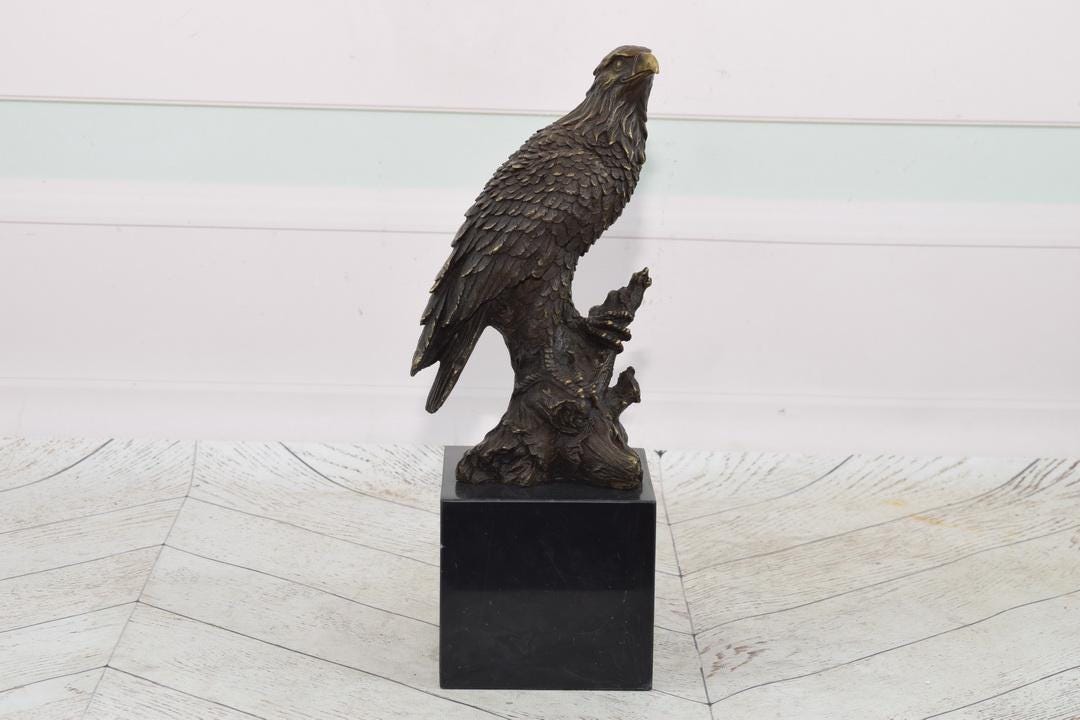 Vintage Eagle on Branch - Hunting Bronze Statue - Buzzard Figure ...
