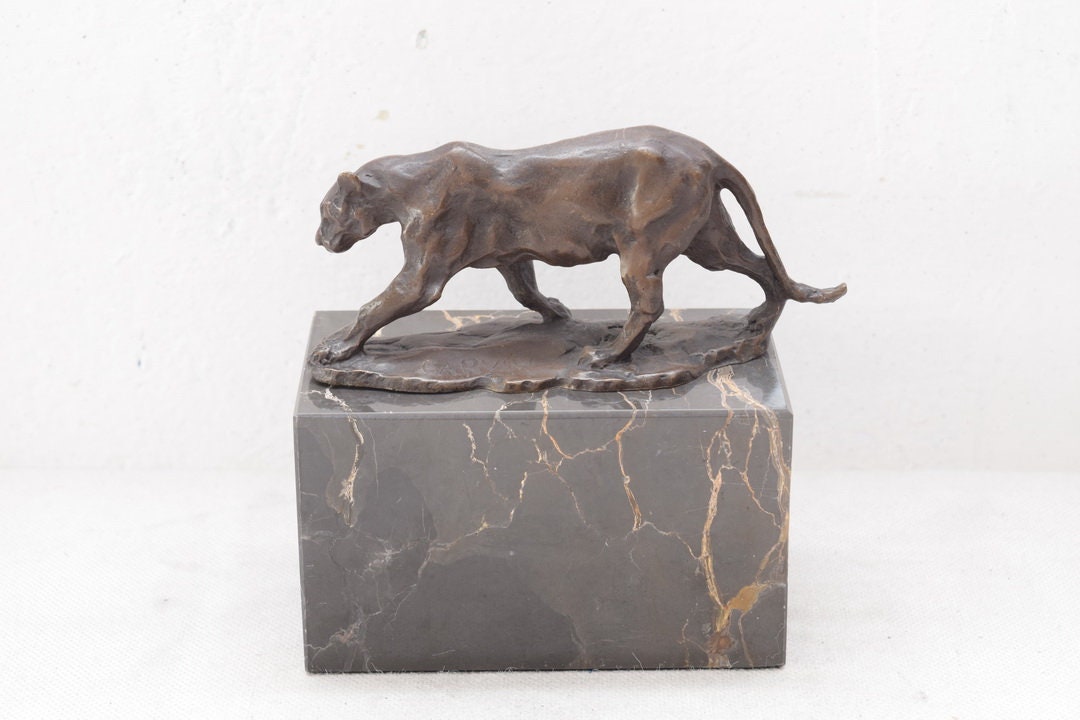 Crouching Tiger Panther Bronze Statue Sculpture Animal Lion Gift Idea ...
