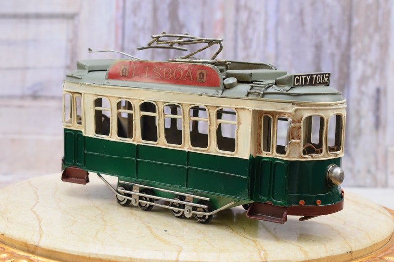 Vintage Metal Lisboa Tram Model: Green Antique Decor - Etsy
