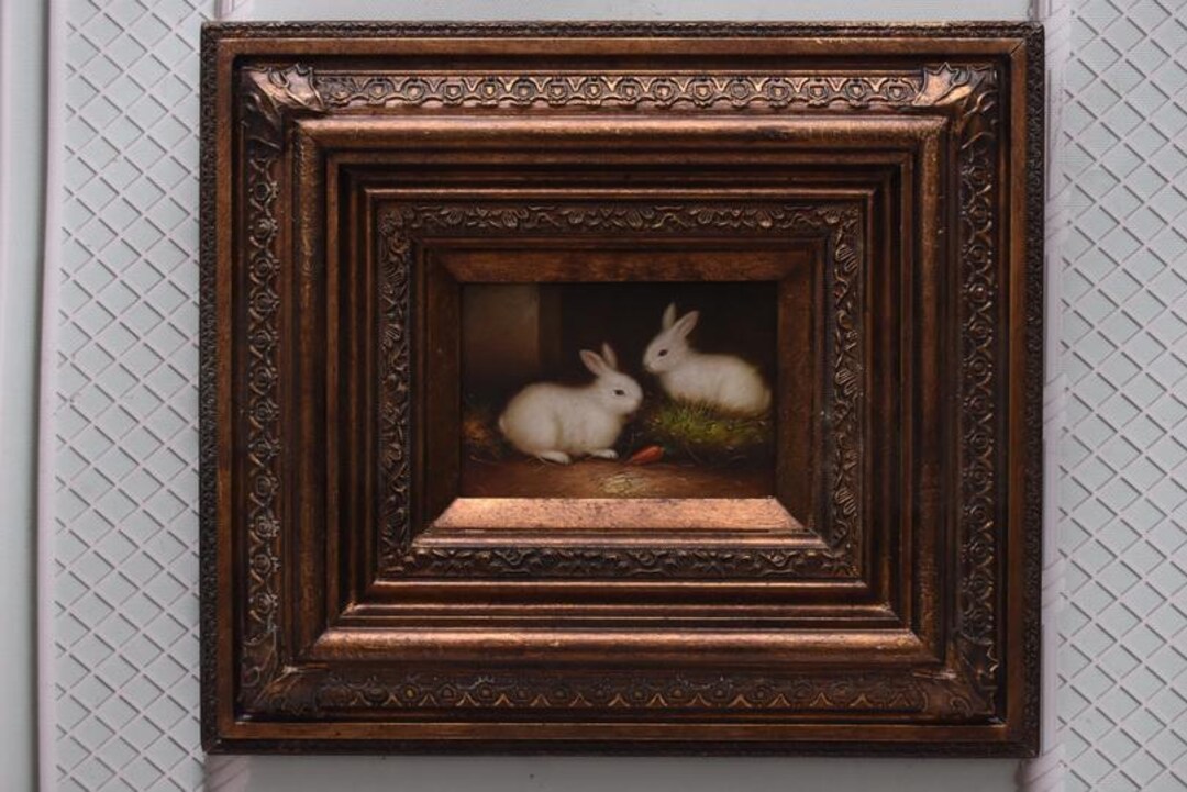Vintage Paininting - Two Hares Oil Painting - Rabbit Art - Wall Art - Etsy