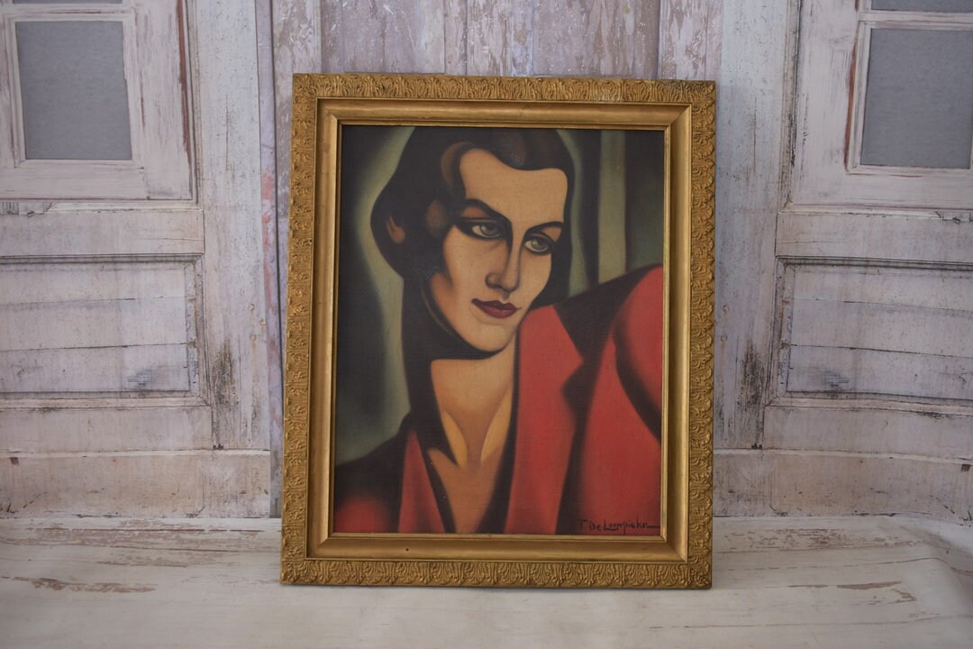 Painting Tamara De Lempicka Style Modernist Portrait Art Deco Handmade ...