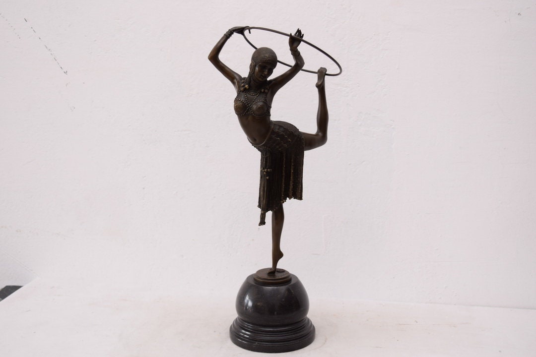 Gymnast With Hoop and Sash Bronze Sculpture Woman Statue Female Acrobat ...