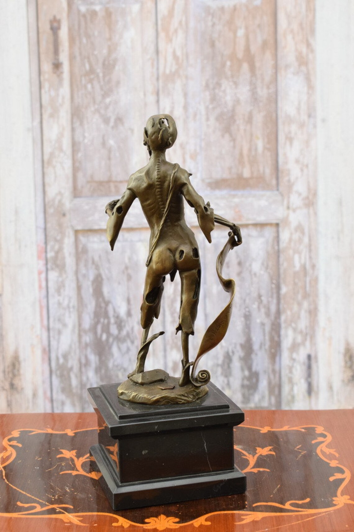 Memento Mori Bronze Sculpture: Skeleton Farewell on Marble Base - Etsy
