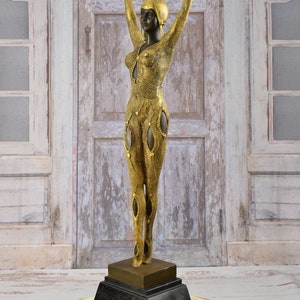 Large 60cm Demetre Chiparus Woman Cabaret Dancer Bronze Statue - Art ...