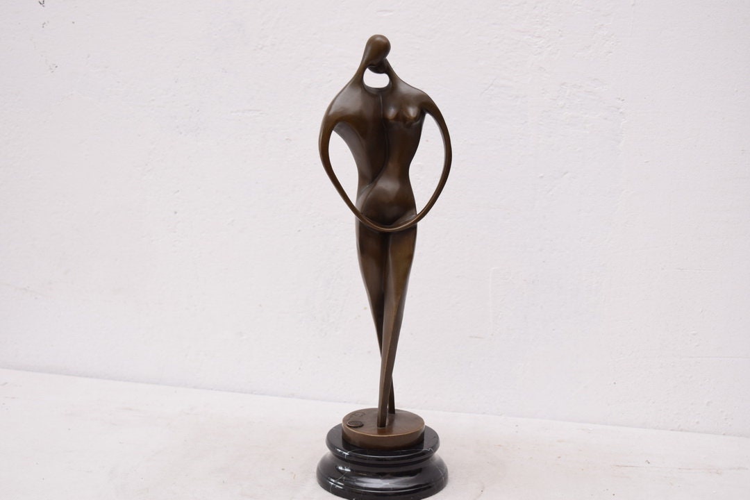 Modernist Abstract Figurine Bronze Man and Woman Statue Art Deco Style ...