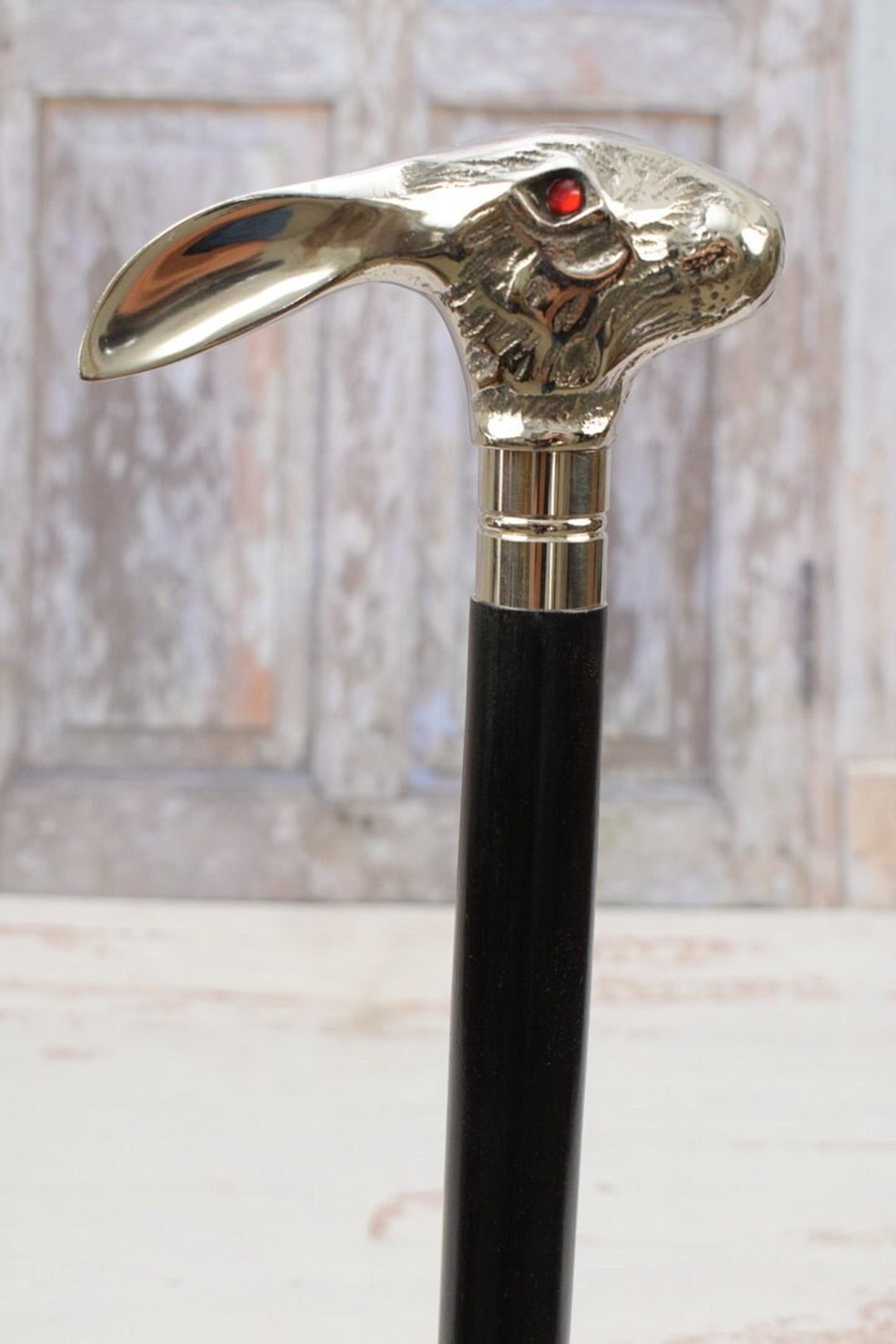 Rabbit Aluminum Walking Stick: Hare Cane With Red Eyes - Etsy