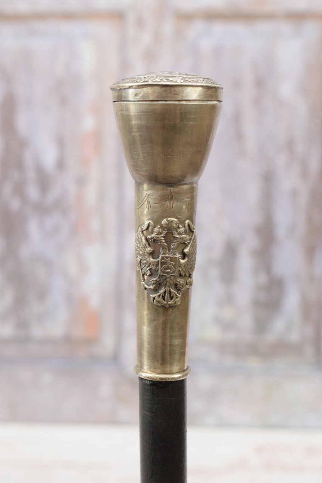Art Work Silver Walking Stick 84 Silver Cane Russia 2 Eagles Tsarist ...