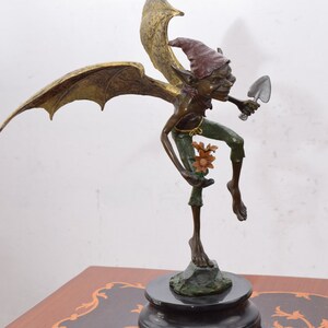 Funny Winged Goblin Bronze Statue on Marble Base - Etsy