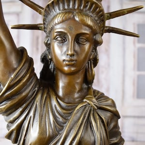 Big 32inch! Statue of Liberty Bronze Statue on Marble Base - Figurine ...