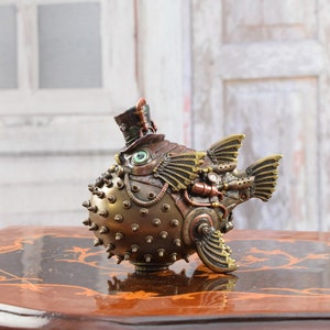Steampunk Puffer Fish Statue: Bronze Metal Figurine, Home Decor - Etsy