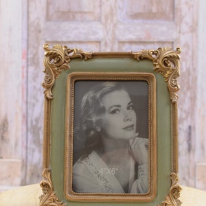 Elegant Carved Gold and Green Photo Frame Art Deco Meets Victorian ...