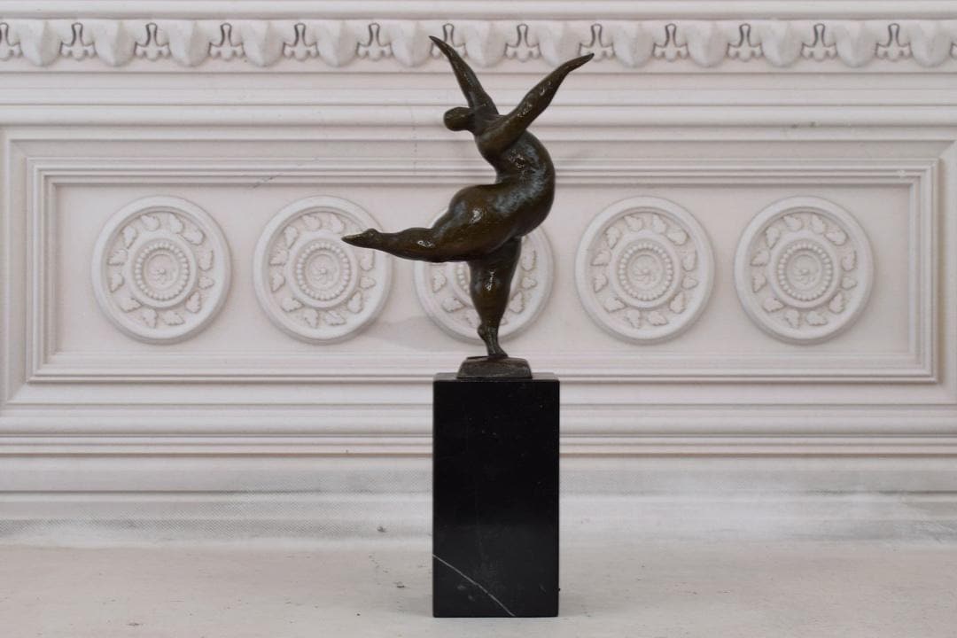 Fat Ballerina Bronze Statue on Marble Base - Dancer Act Sculpture ...