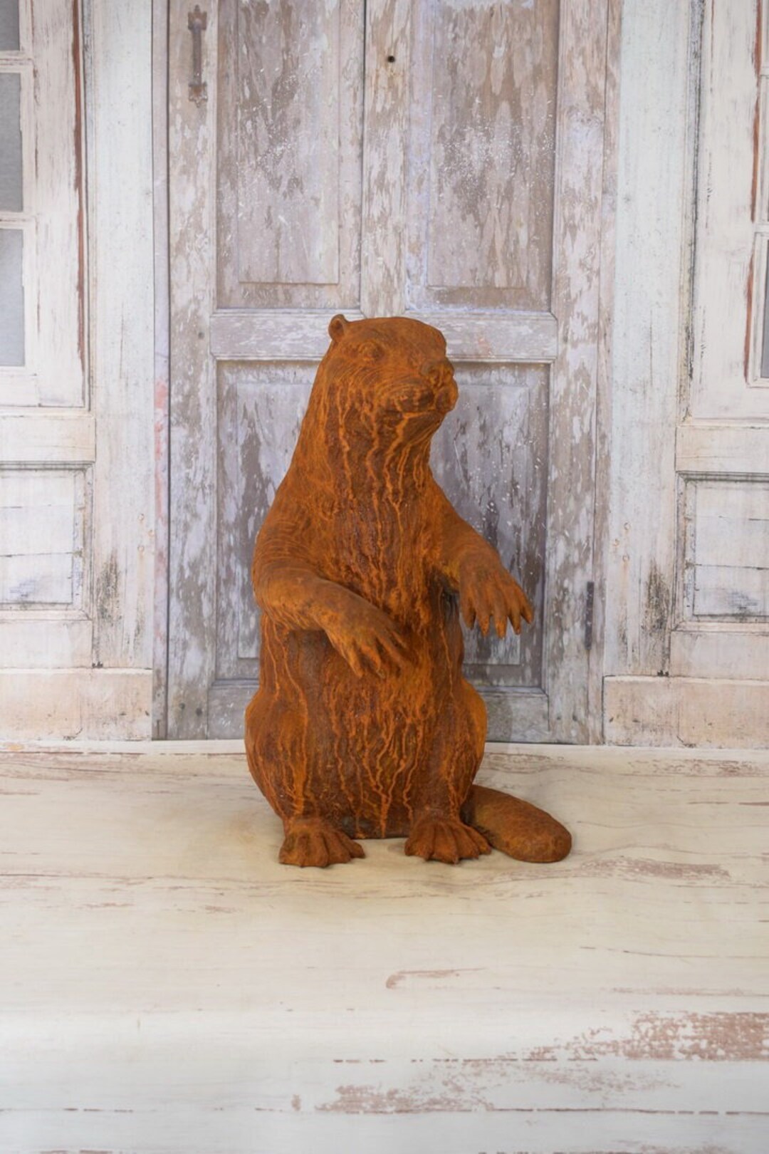 Large Cast Iron Beaver Statue: Rustic Home & Garden Decor - Etsy