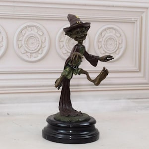 Funny Wizard Goblin Bronze Statue on Marble Base Funny Gnome Pixie ...
