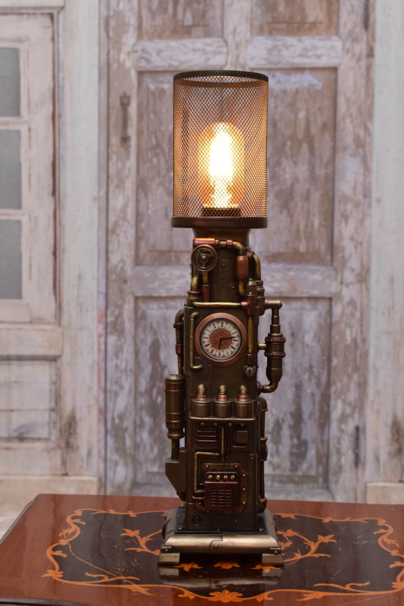 Bronze Steampunk Desk Lamp: Battery Operated Art Decor - Etsy