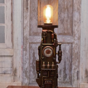 Bronze Steampunk Desk Lamp: Battery Operated Art Decor - Etsy