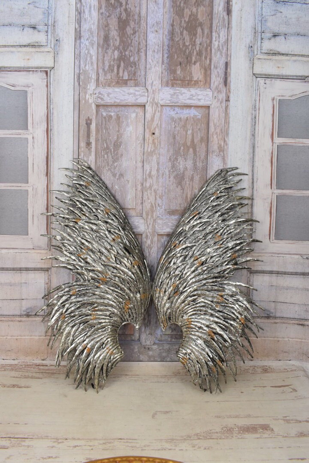 Rustic Metal Angel Wings Wall Art: Silver & Gold Handmade Decor - Etsy