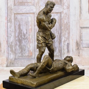 Two Fighting Boxers Bronze Sculpture on Marble Base - Sport Box ...