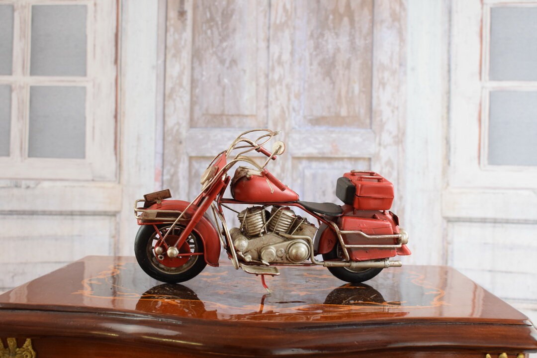 Red Chopper Metal Model - Motorbike Metal Model - Old Motorcycle Model ...