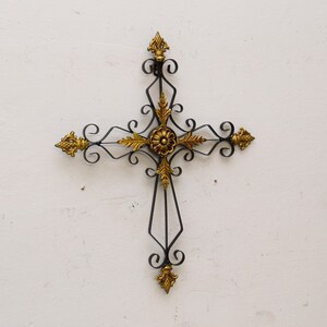 Wrought Iron Cross Wall - Vintage Style - Wall Decoration - Wrought ...
