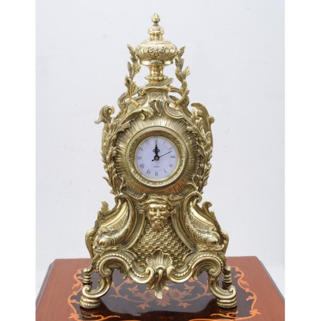 Luxury Brass Table Clock: Neptune Art Nouveau Fireplace Decor - Etsy