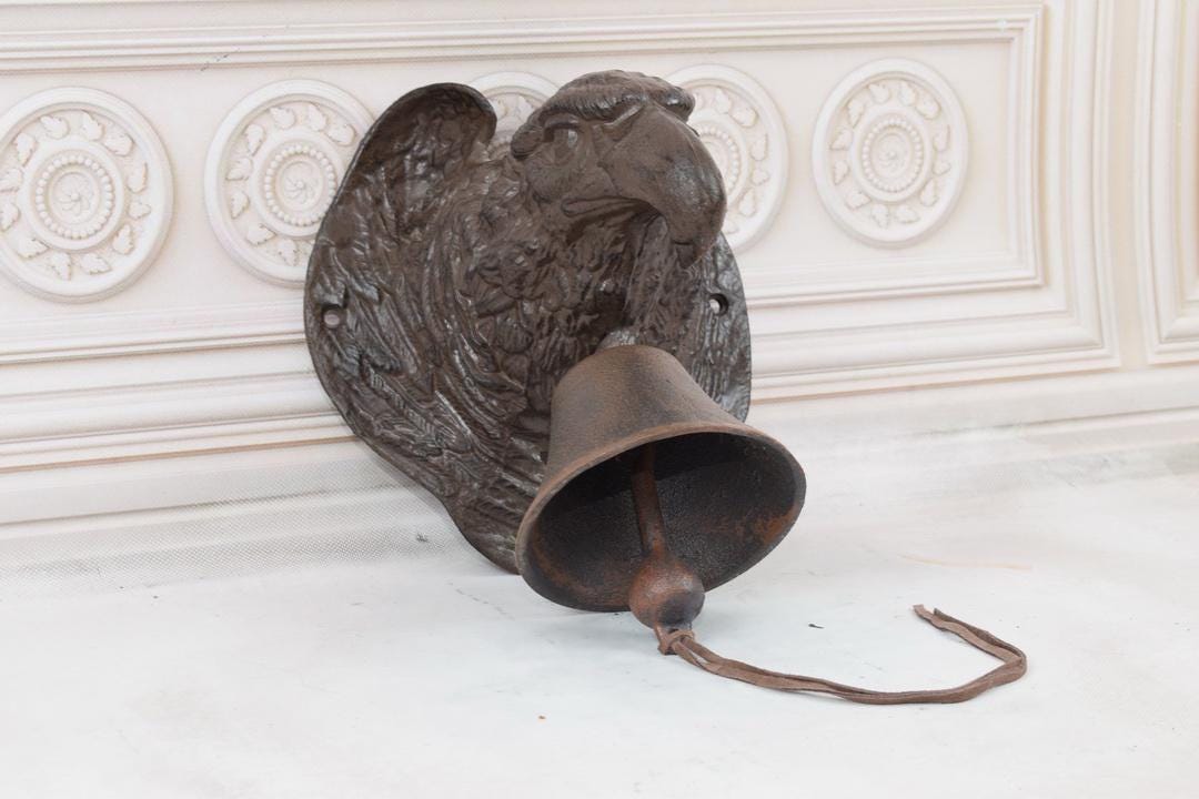Vintage Cast Iron Bell - Eagle Head Bell - Outdoor Bell - Door Decor ...