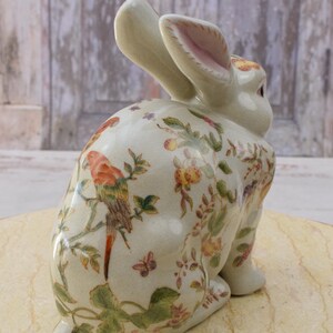 Porcelain Statue Painted Rabbit Porcelain Sculpture Rabbit Flowers ...