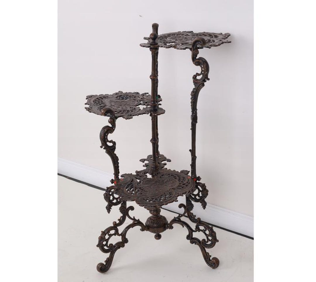 Cast Iron Flower Brown Storied Coffee Table - Brown Table Rustical Gift ...