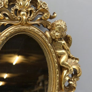 Mirror Oval Crystal Gold Angel Angels Art Deco Style Gift Idea - Etsy