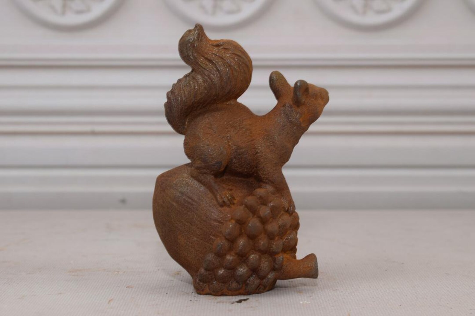 Rustic Cast Iron Squirrel Garden Statue - Whimsical Home Decor - Etsy