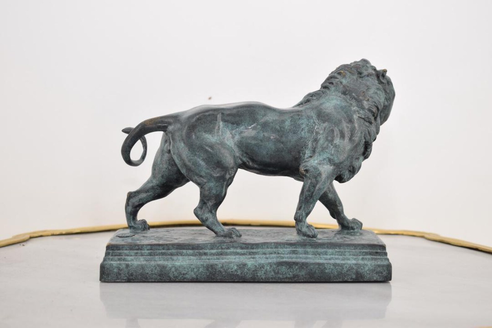 Green Patina Lion Bronze Sculpture: Majestic Animal Statue, Foundry ...