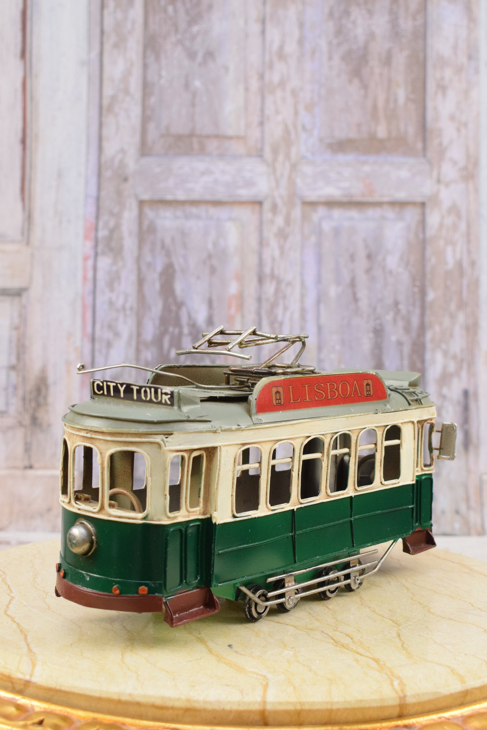 Vintage Metal Lisboa Tram Model: Green Antique Decor - Etsy