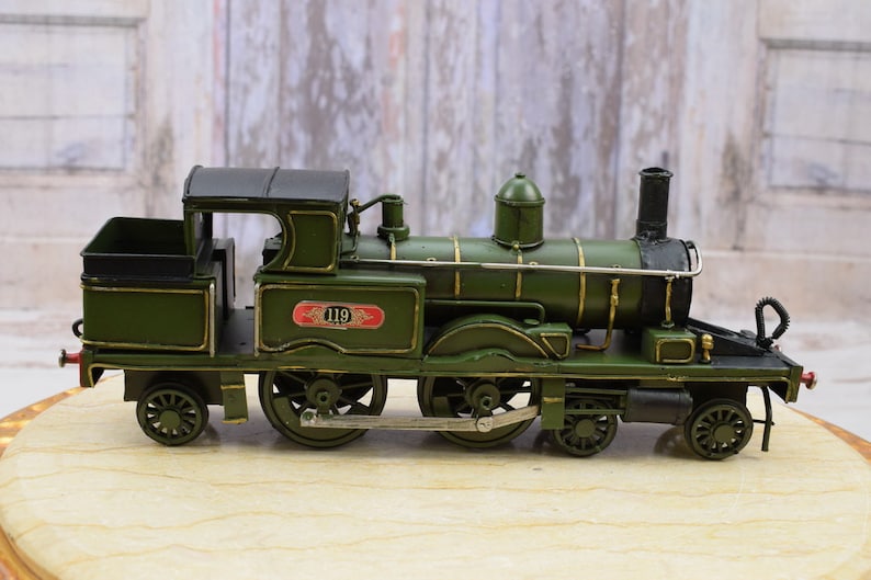 Green Vintage Locomotive: Metal Train Model, Collector's Decor - Etsy ...